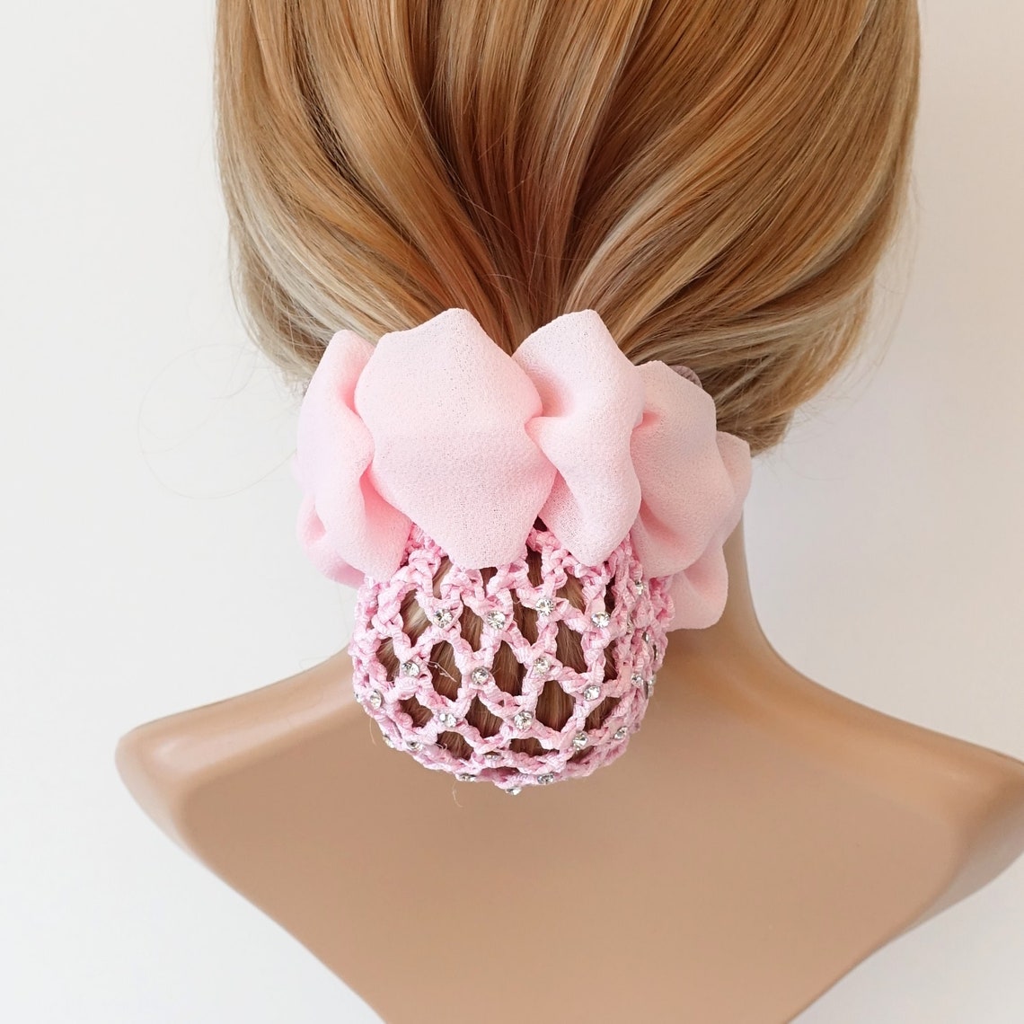 Rhinestone Bun Net Chiffon Decorated Snood Hair Claw Women Hair ...