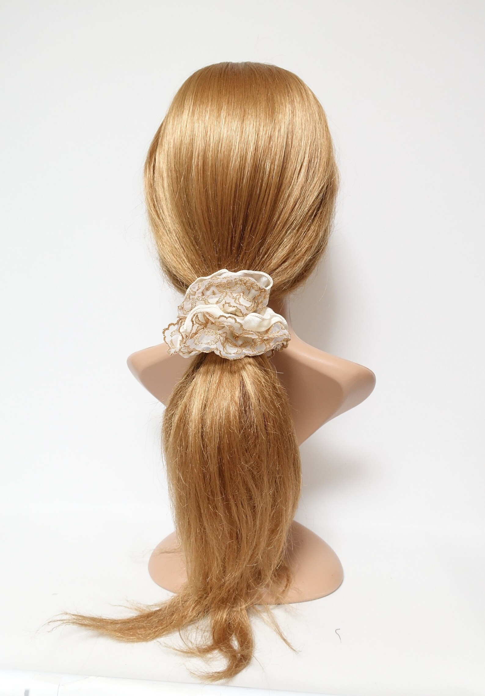 Golden Thread Mesh Lace Chiffon Scrunchies Woman Elastic Hair ...