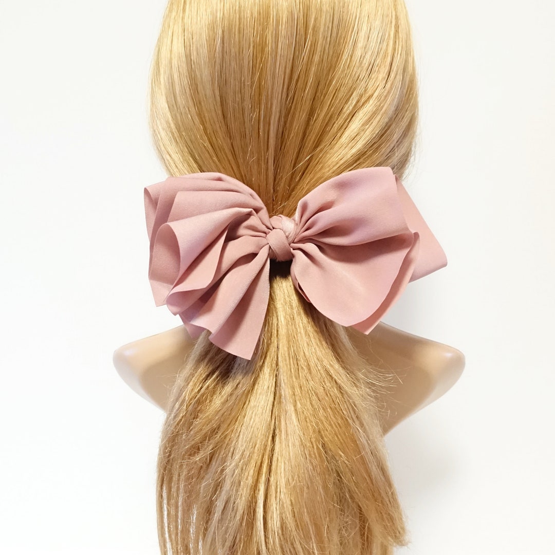 Sleek Asymmetric Hair Bow Barrette Handmade Solid Color Women Hair Bow ...