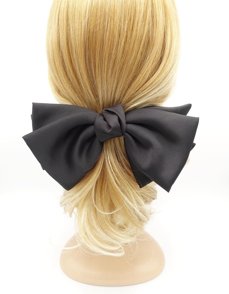 Big Triple Wing Hair Bow Satin Double Layered Bow Stylish - Etsy