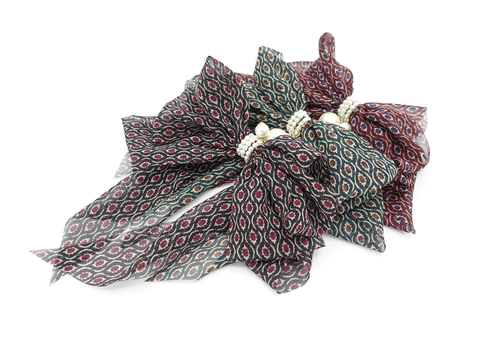 Retro Print Hair Bow Chiffon Hair Accessory for Women - Etsy