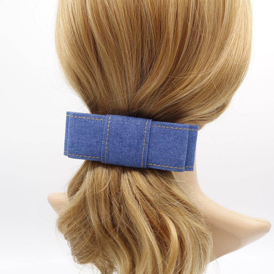 Denim Hair Bow, Flat Hair Bow, Veryshine Hair Bow for Women - Etsy