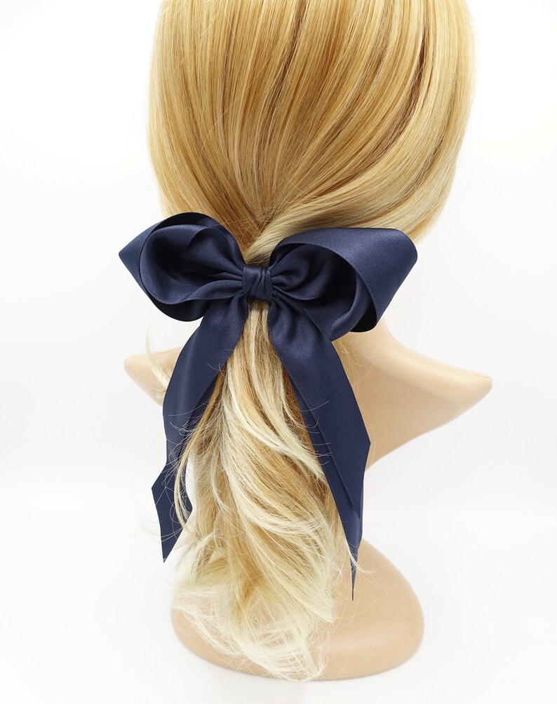 Satin Layered Double Tail Hair Bow - Etsy