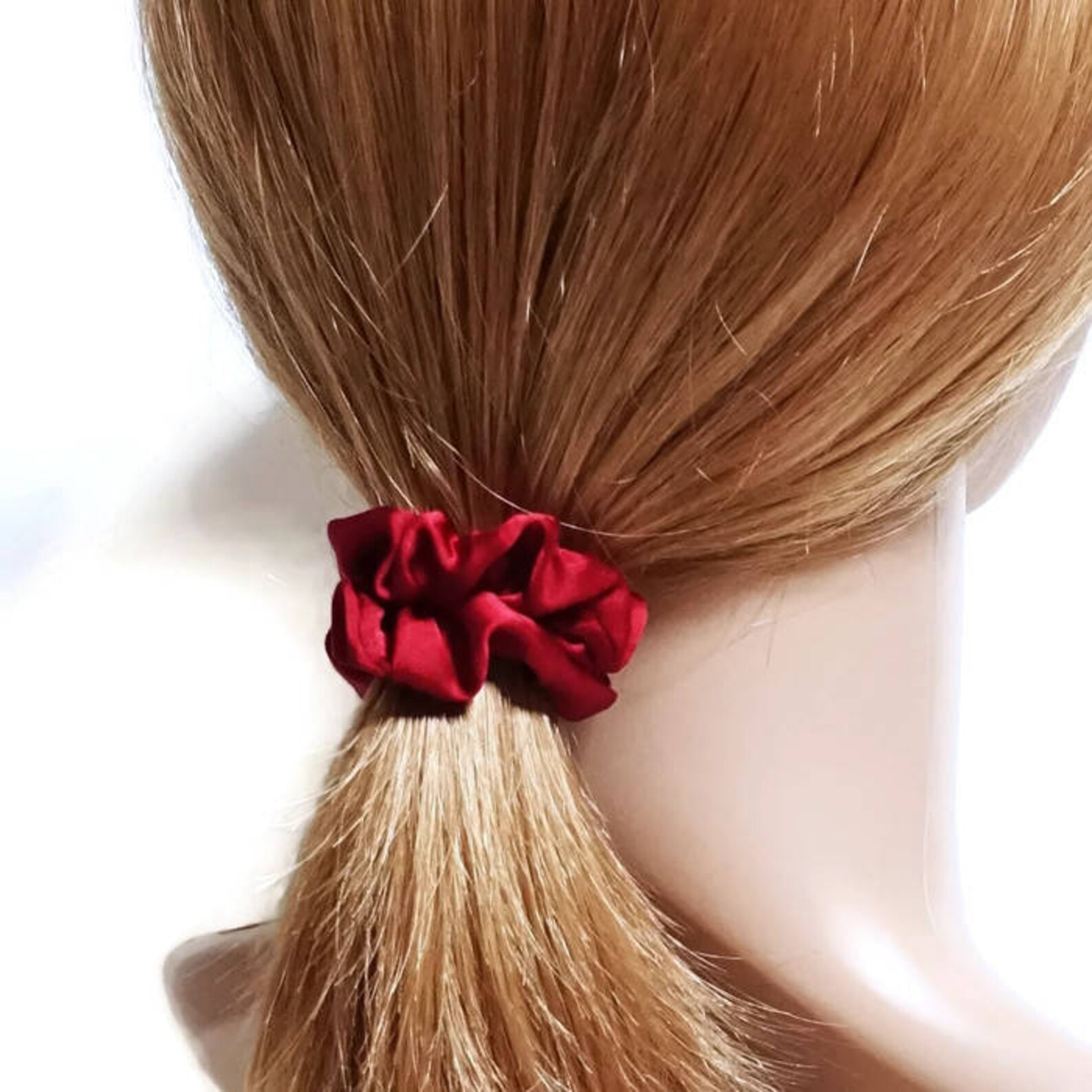 A Set of 6 Thin Satin Scrunchies Ponytail Holder Women Scrunchie Pack ...