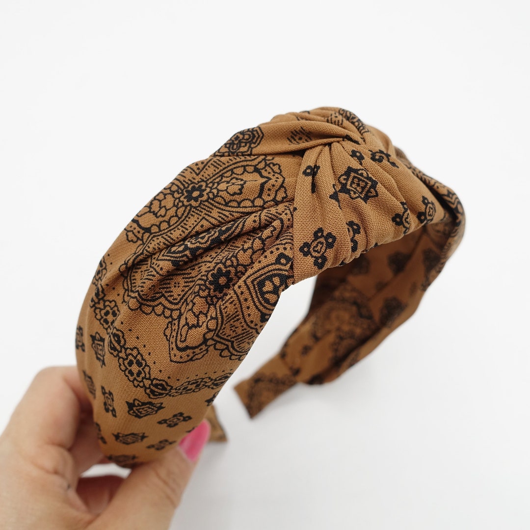 Baroque Print Top Knot Headband Autumn Thin Fabric Hairband Women Hair ...