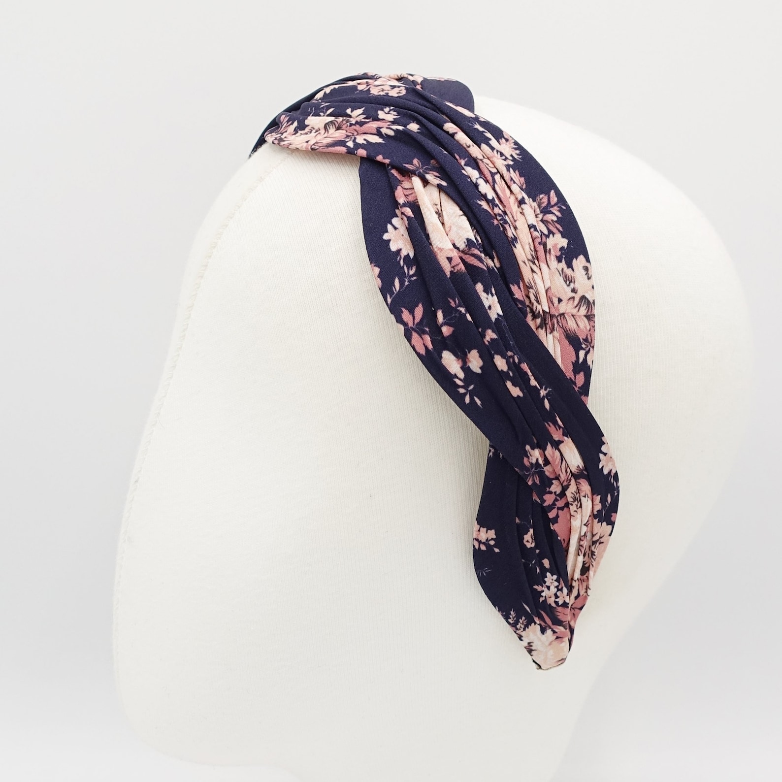 Floral Print Pleated Wave Headband Stylish Cross Hairband Women Hair ...