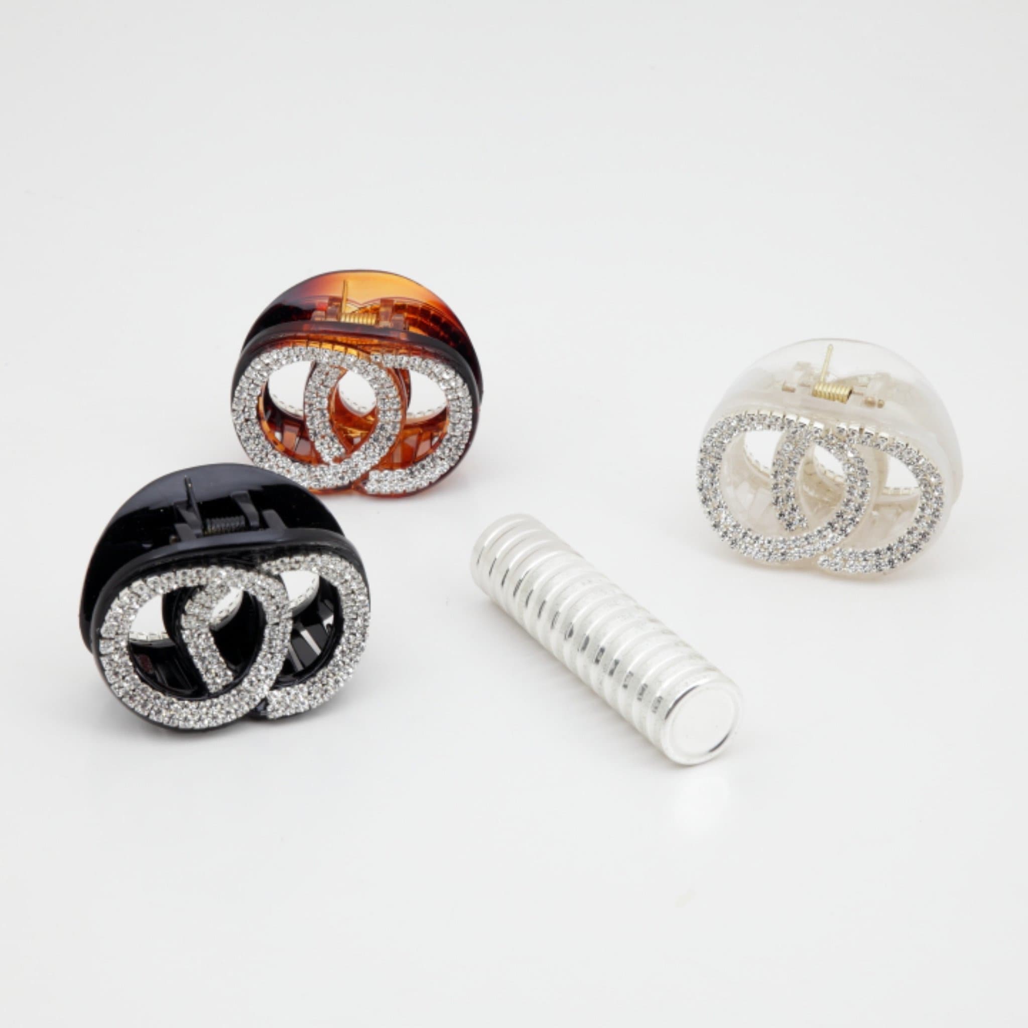 Small Rhinestone Hair Claw Circle Dissolve Half up Half Down - Etsy