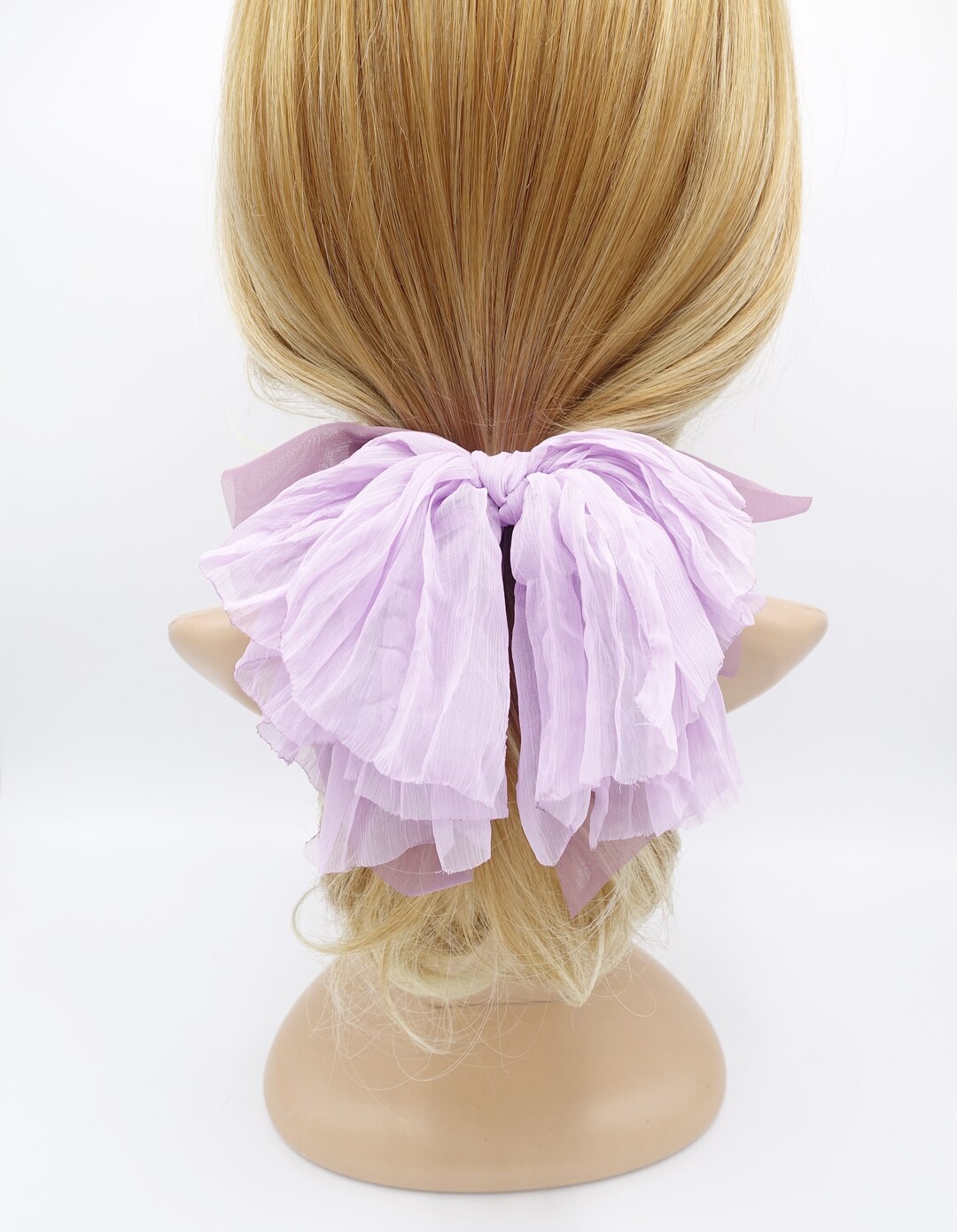 Crinkled Chiffon Bow Layered Droopy Hair Bow Women Hair - Etsy