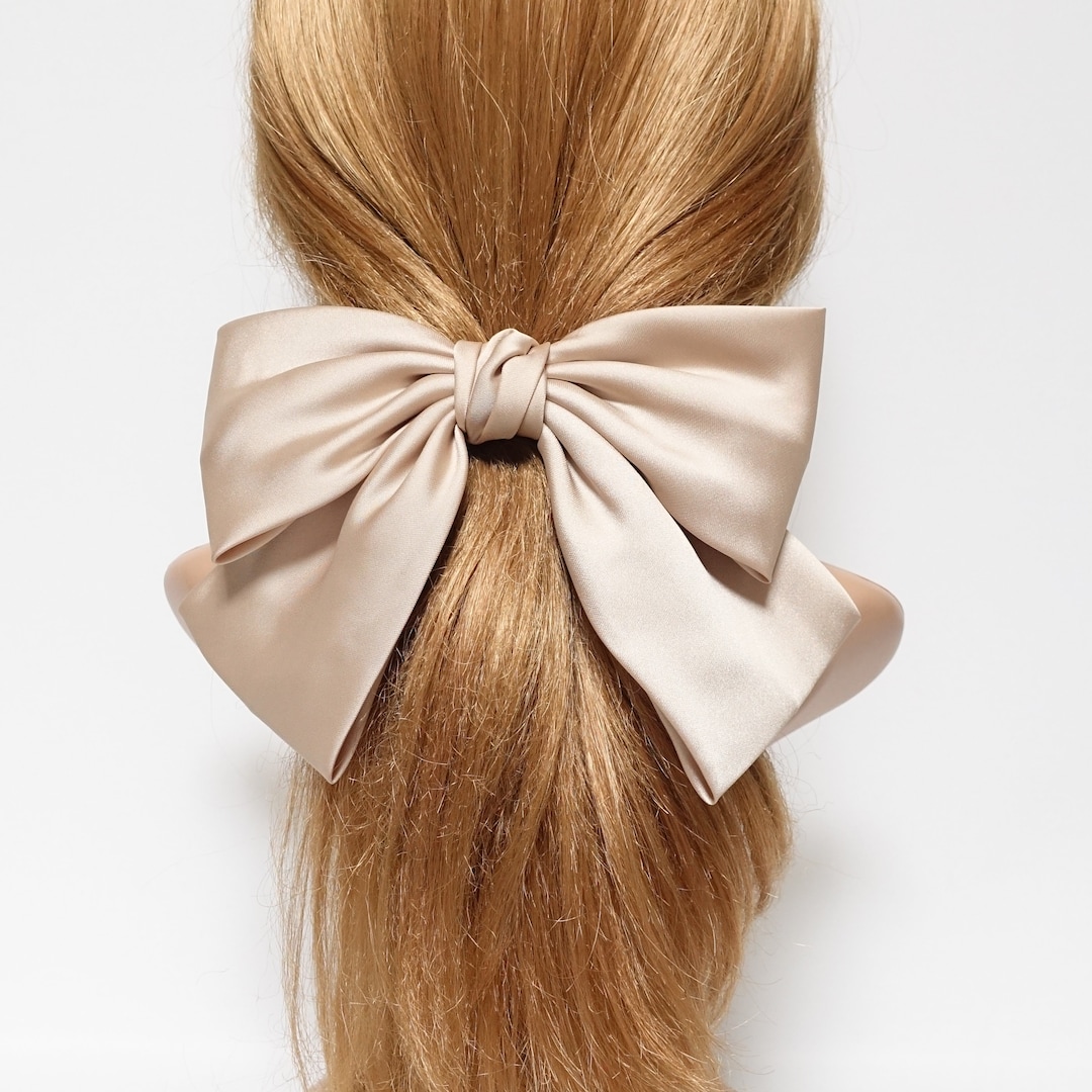 Silk Satin Big K Bow Barrette Glossy Satin Women Hair Accessory for ...