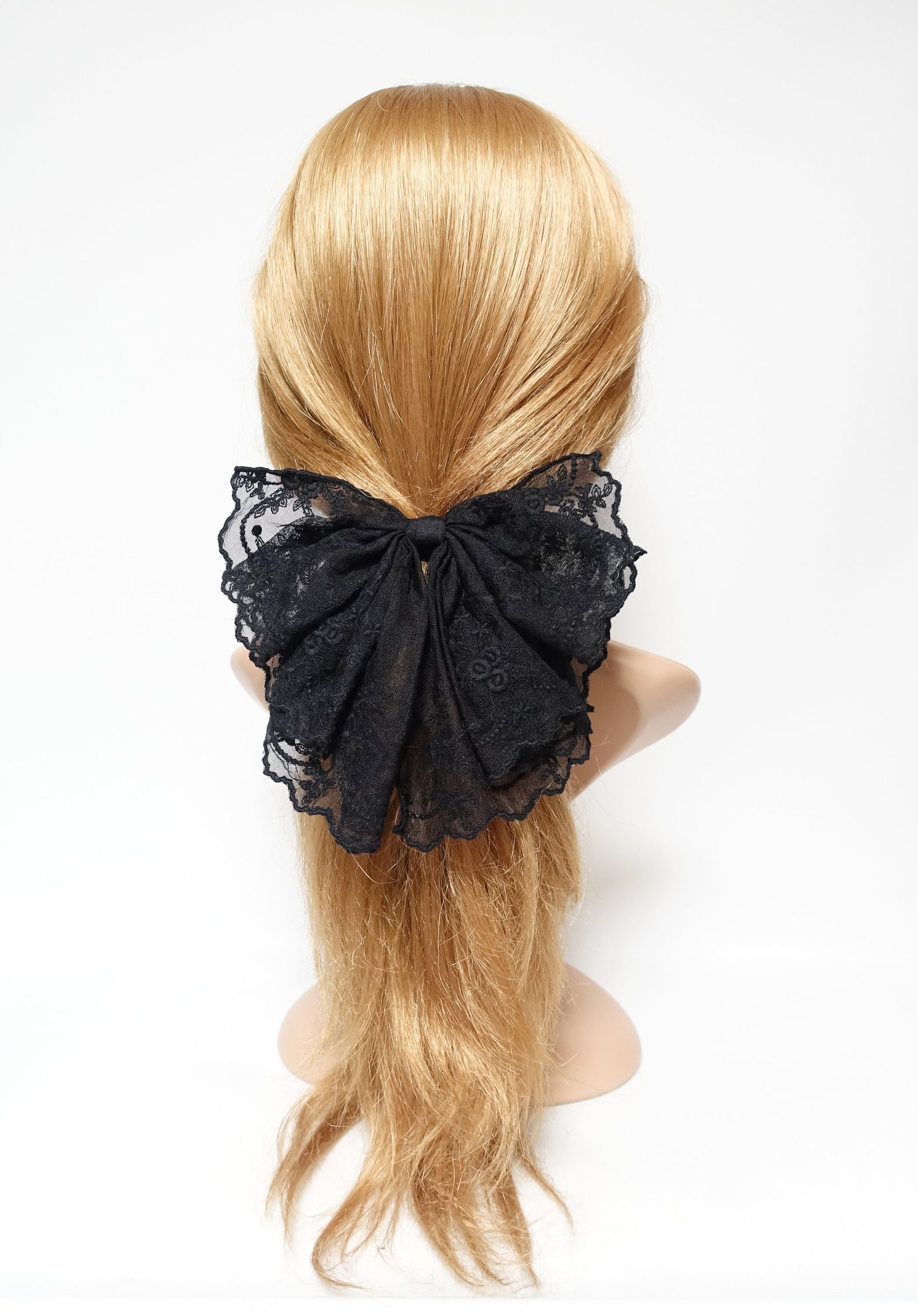 Floral Lace Drape Bow Translucent Mesh Bow Hair Accessory for Woman - Etsy