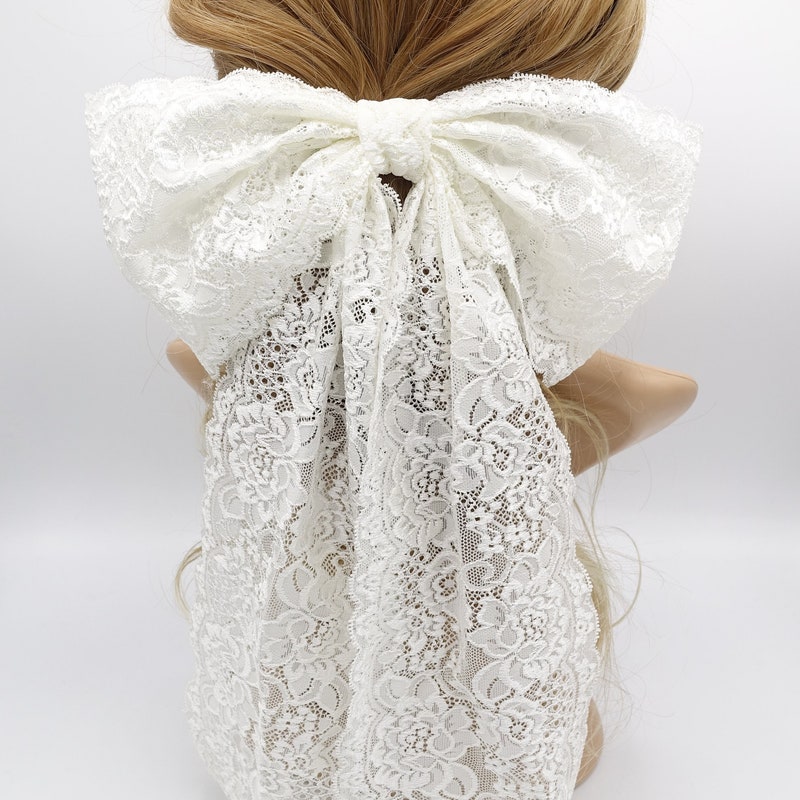 Large Lace Hair Bow Clip - Etsy