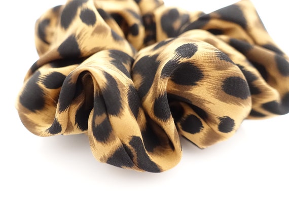 Soft leopard print hair scrunchies for women | Etsy