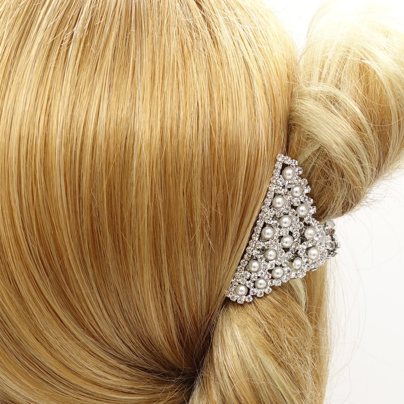 Jeweled hair claw pearl rhinestone embellished tringle hair | Etsy