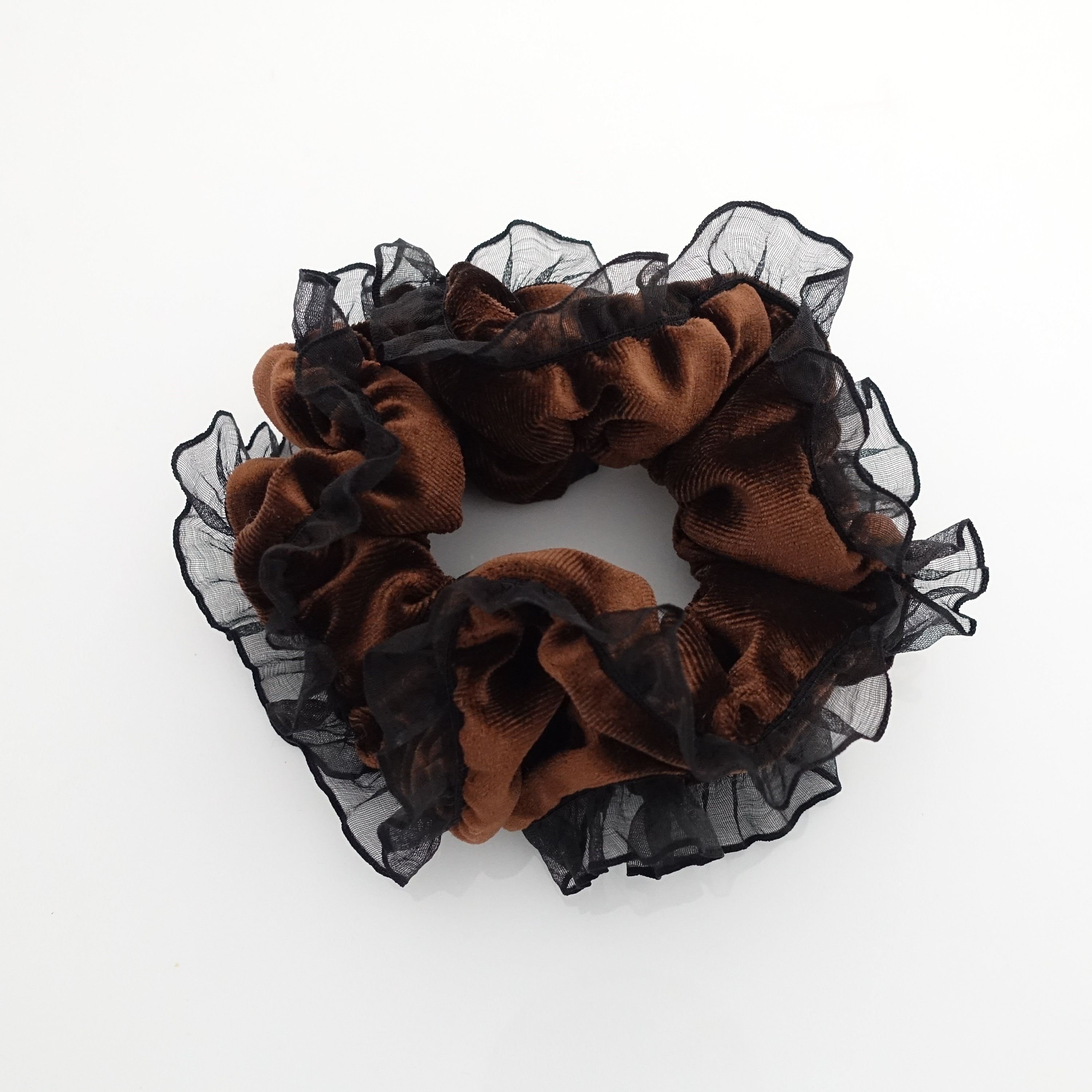 Mesh Trim Decorated Velvet Scrunchies Organdy Fabric Pretty Hair ...