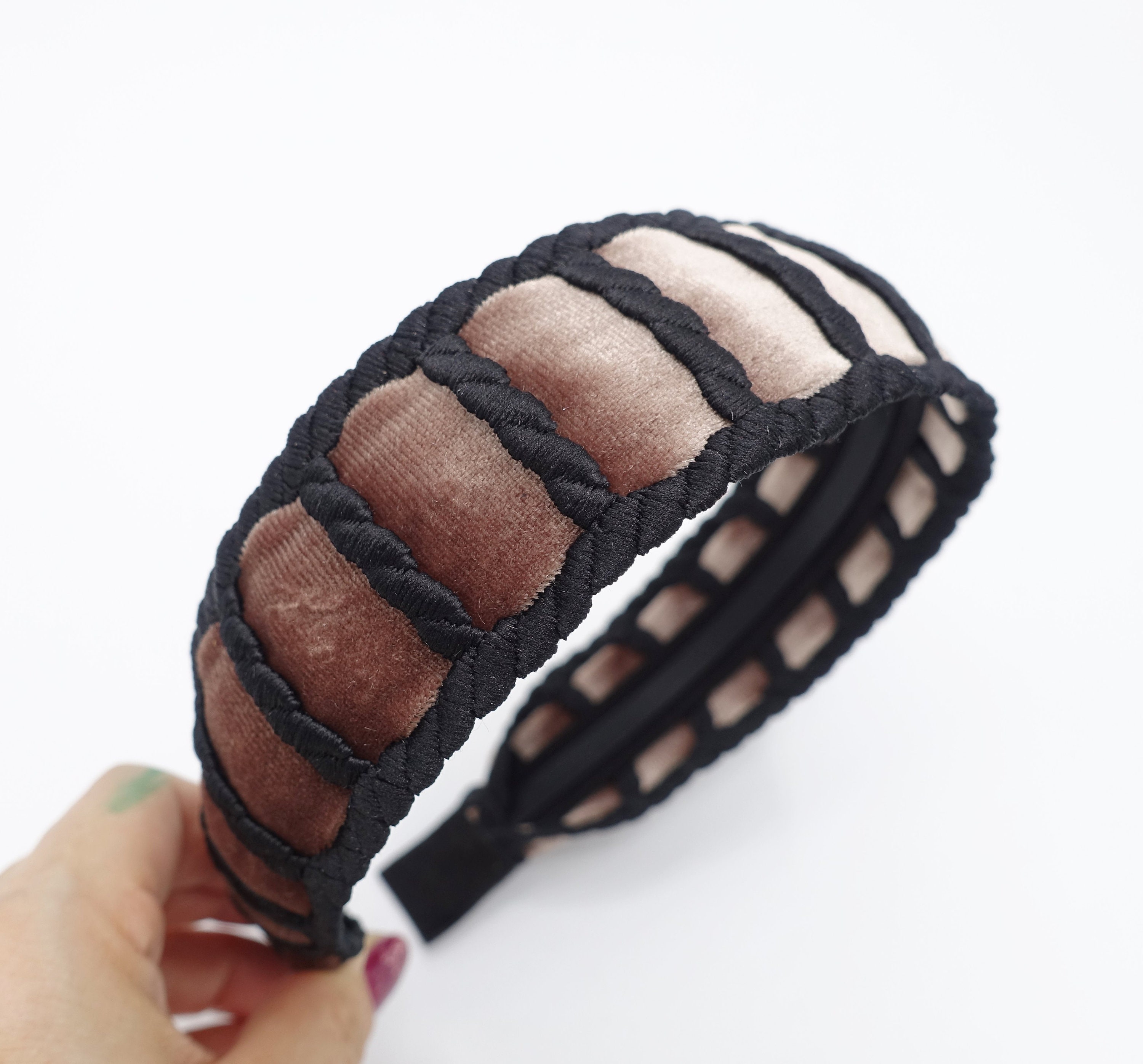 Velvet Headband Rectangle Frame Embellished Hairband Unique Fall Winter ...