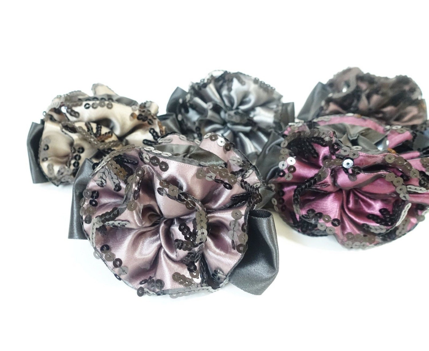 Satin Flower Bow Luxury Spangle Mesh Wrap Sequin Spangle Decorative ...