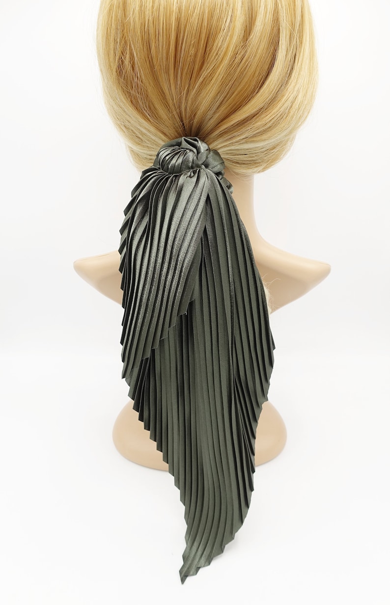 Satin Long Tail Scrunchies Pleated Swallow Tail Hair Scrunchy - Etsy