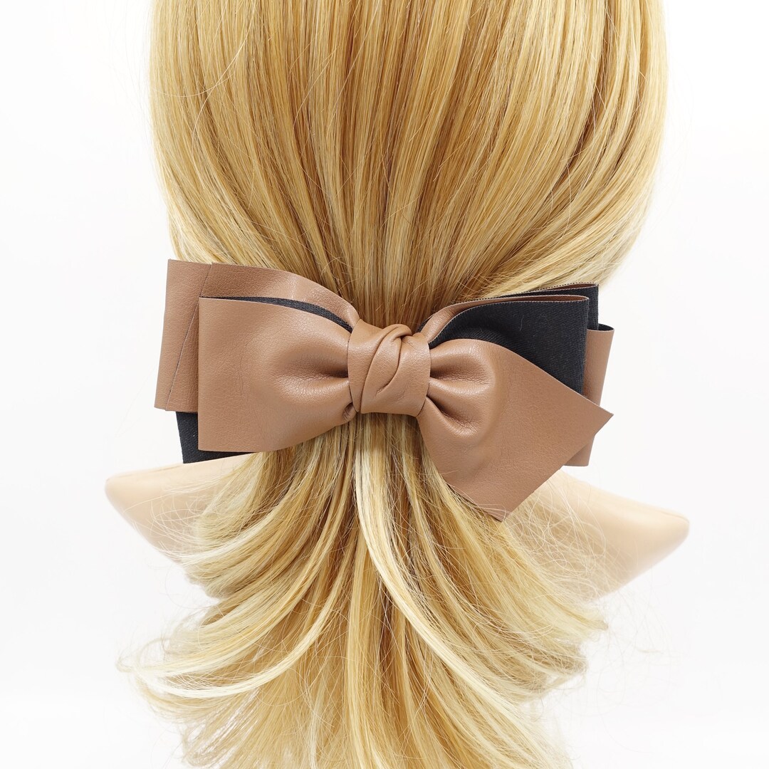 Leather Hair Bow Multi Layered Stylish Fall Winter Hair Accessory for ...