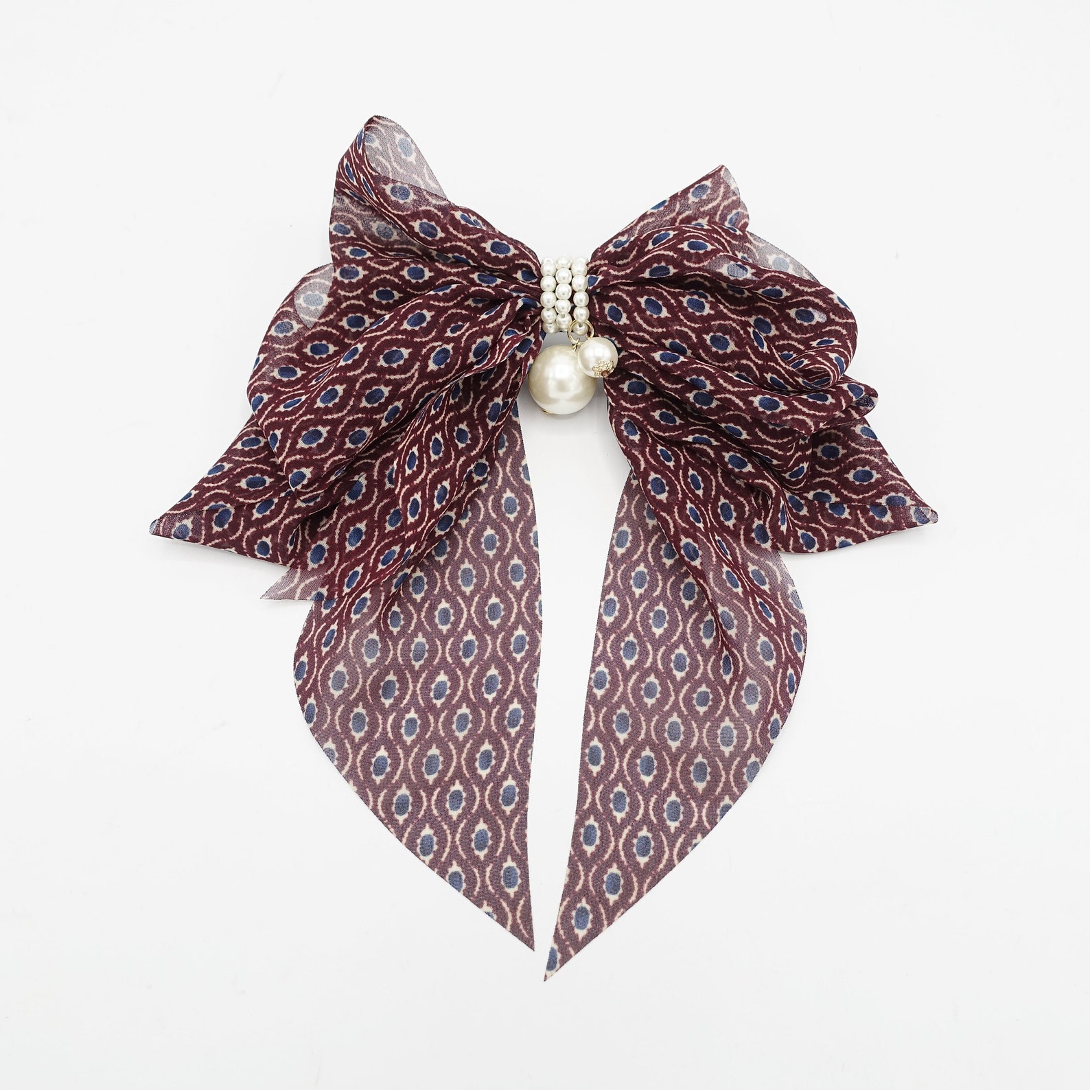 Retro Print Hair Bow Chiffon Hair Accessory for Women - Etsy