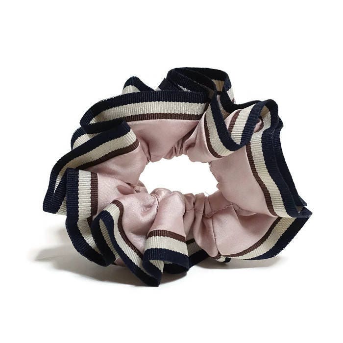 Stripe edge scrunchy Satin Hair Elastic Ties Scrunchies Women | Etsy