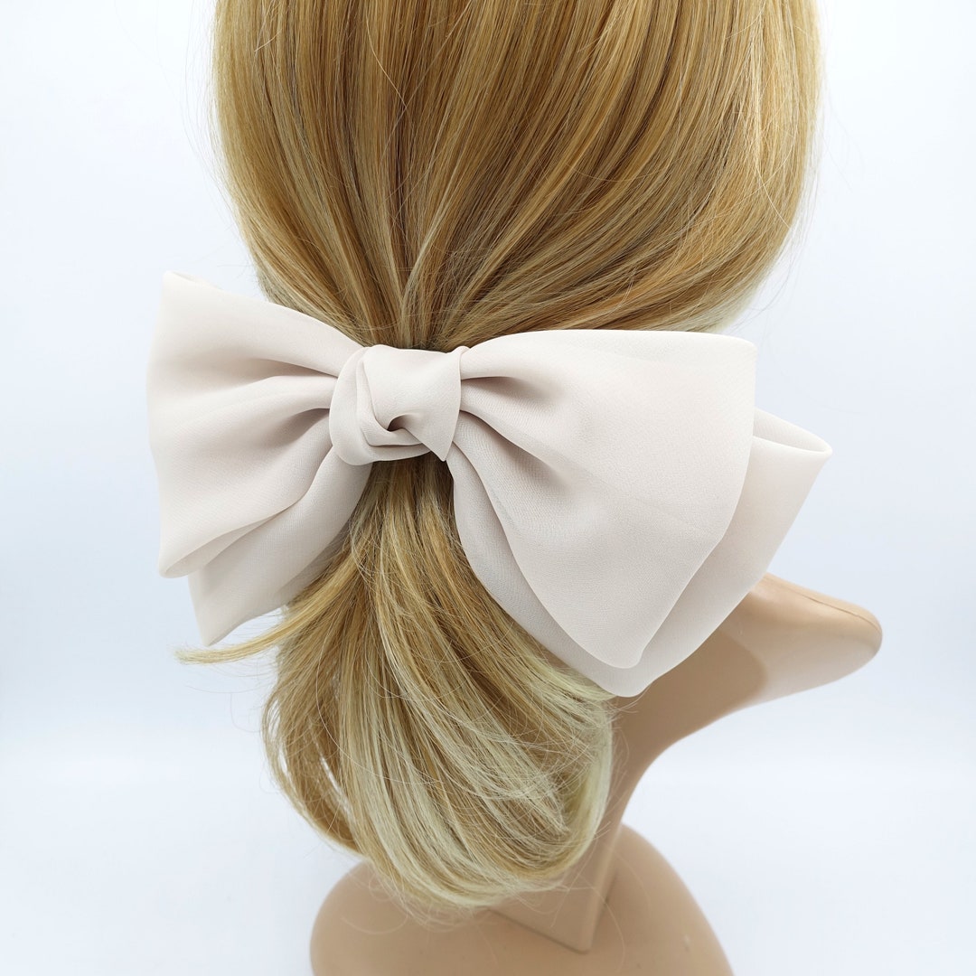 Sheer Chiffon Big Bow Hair Barrette Women Hair Accessory - Etsy
