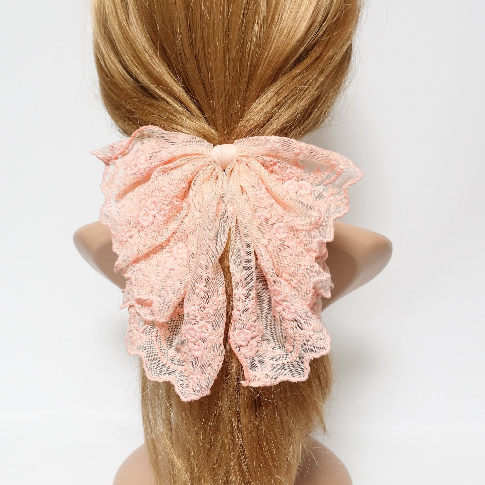 Floral Lace Drape Bow Translucent Mesh Bow Hair Accessory for Woman - Etsy