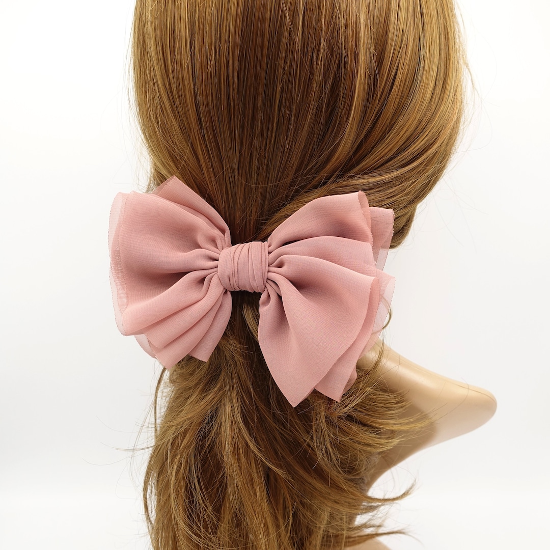 Chiffon Pleated Hair Bow: Multi-layered French Barrette - Etsy