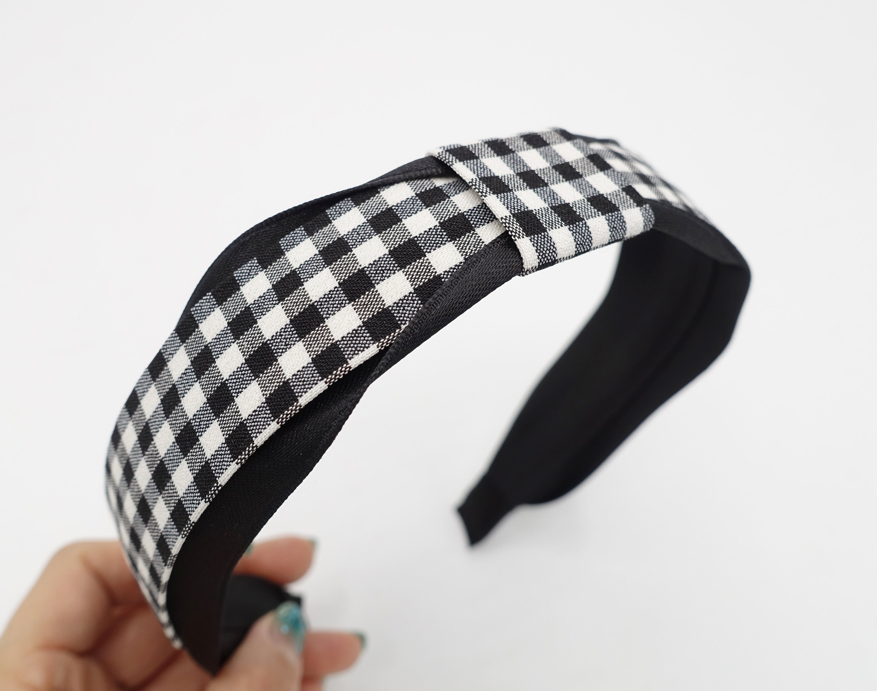 Black Gingham Check Headband Flat Knot Hairband Women Hair Accessory - Etsy