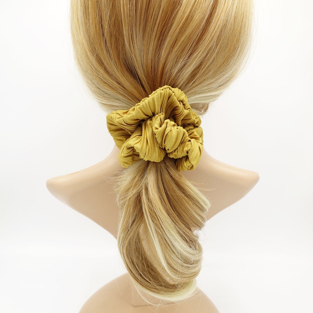 Solid Pleated Scrunchies Hair Elastic Women Scrunchy - Etsy