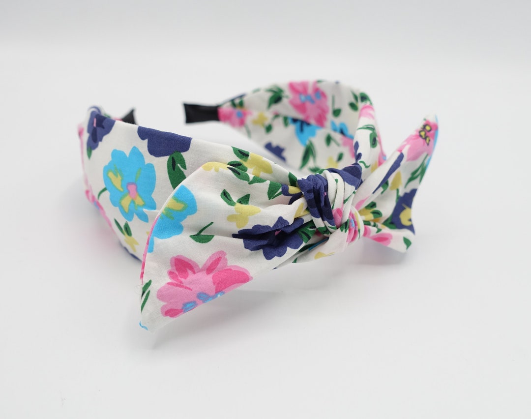 Vivid Spring Headband Floral Print Wired Bow Hairband Casual - Etsy