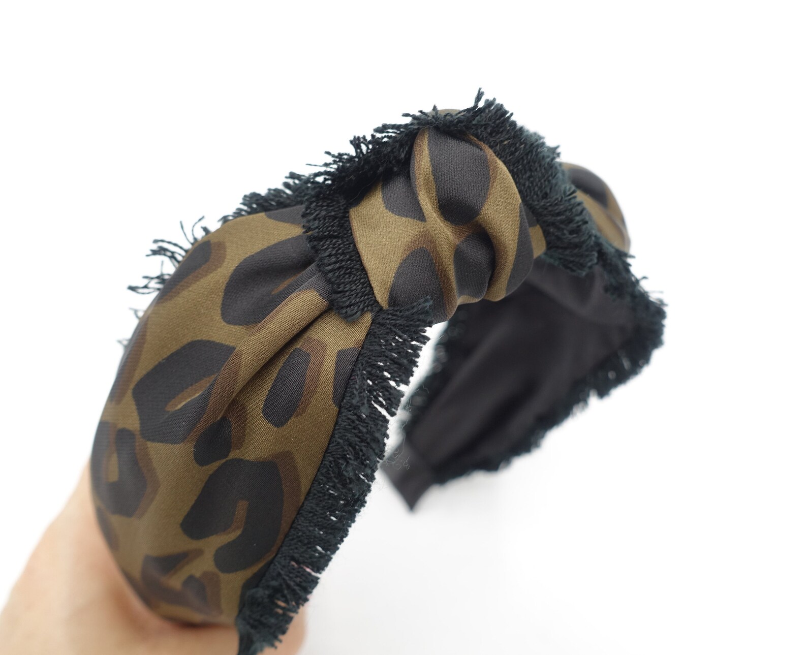 Leopard Print Fringe Trim Headband Tassel Hairband Top Knot Hair ...