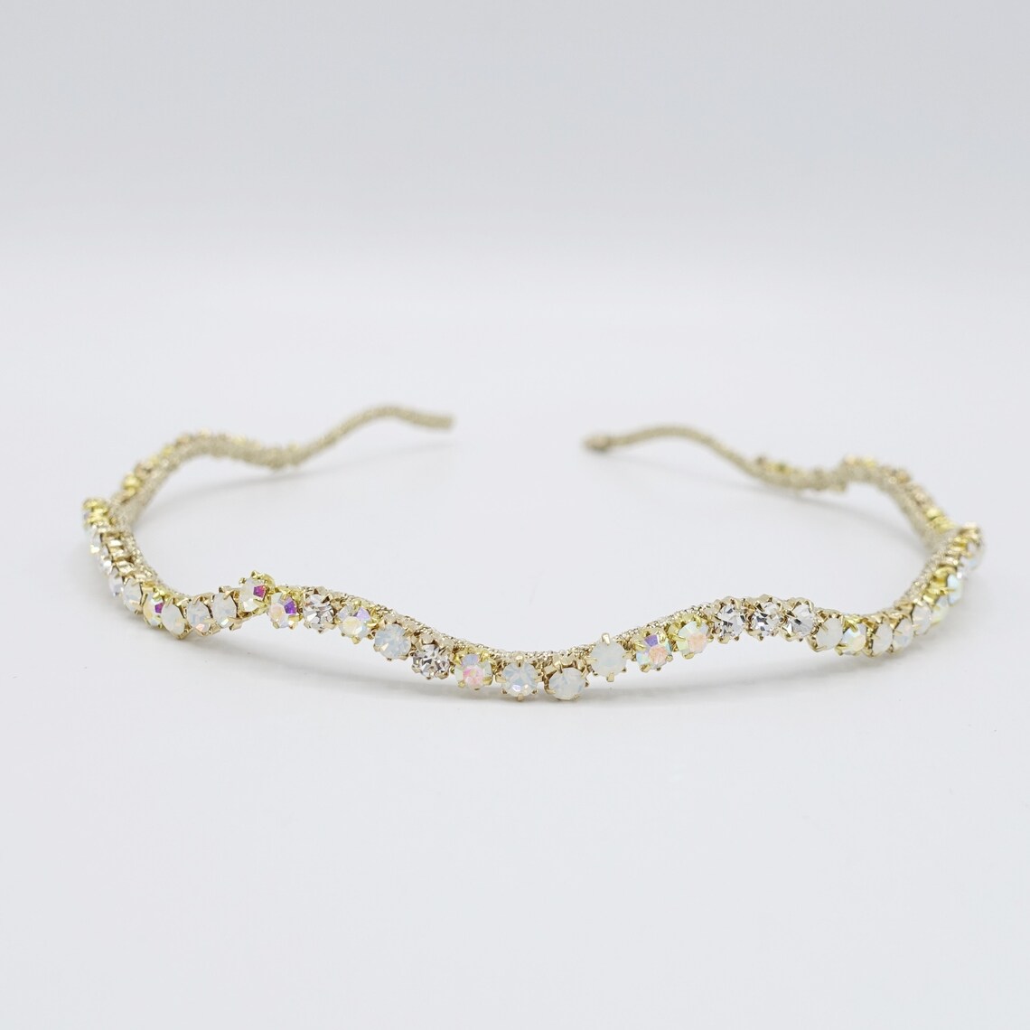 Jeweled Thin Wave Headband Rhinestone Embellished Hair - Etsy