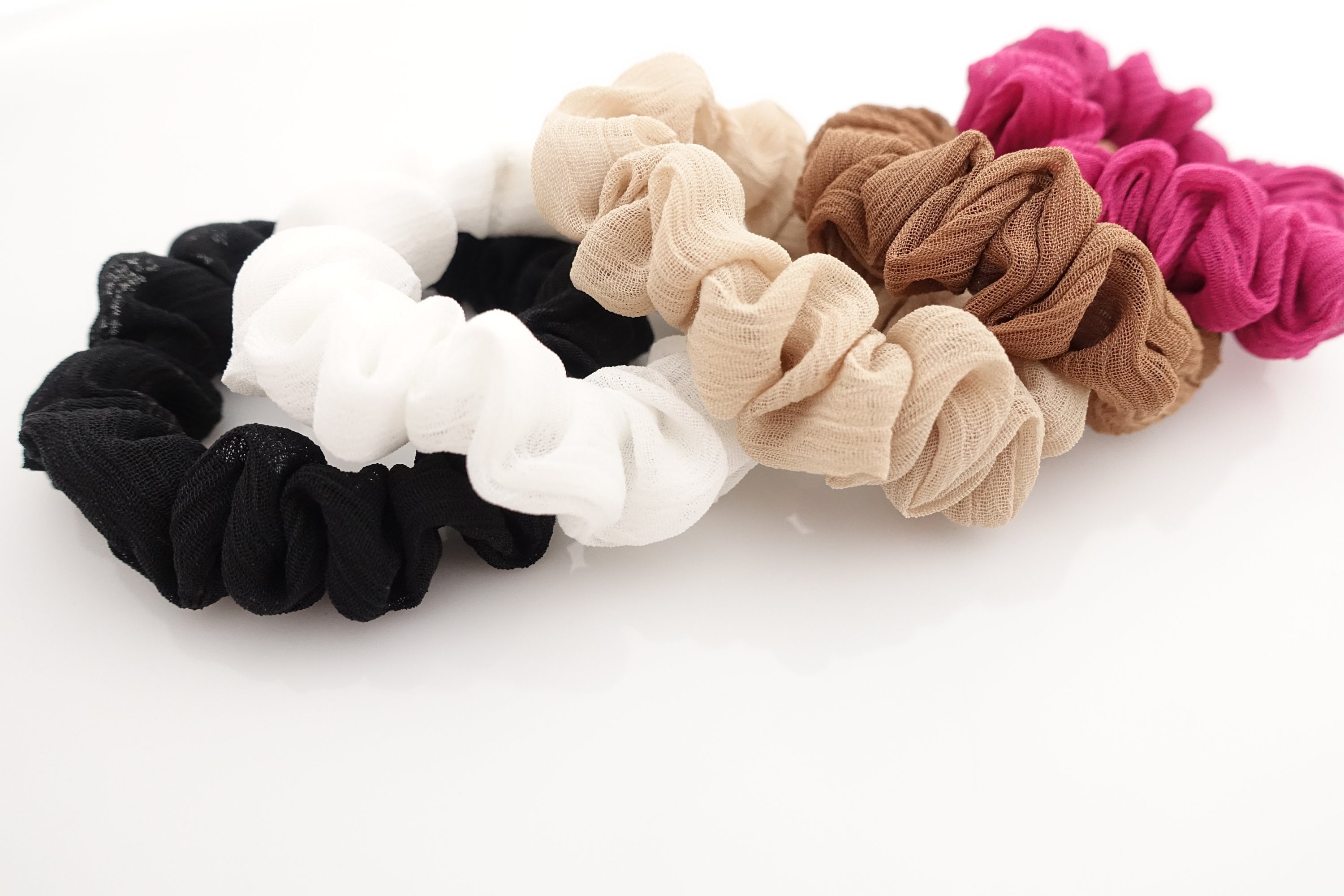 A Set of 5 Mini Chiffon Scrunchies Set Solid Color Scrunchy - Etsy