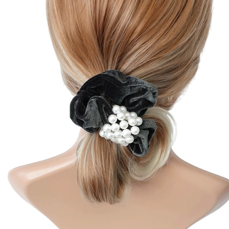Pearl Embellished Velvet Scrunchies Women Scrunchy Hair - Etsy
