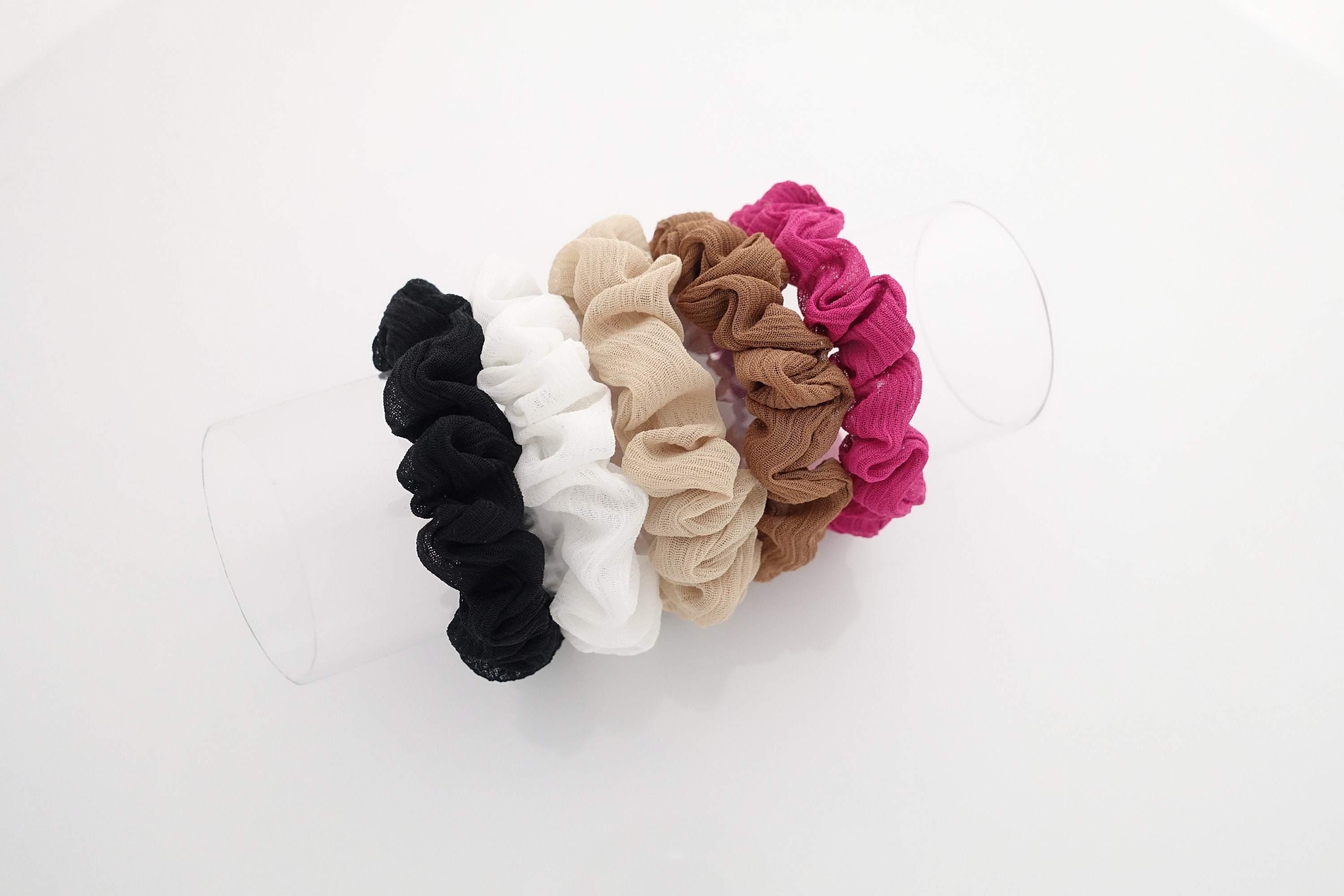 A Set of 5 Mini Chiffon Scrunchies Set Solid Color Scrunchy - Etsy