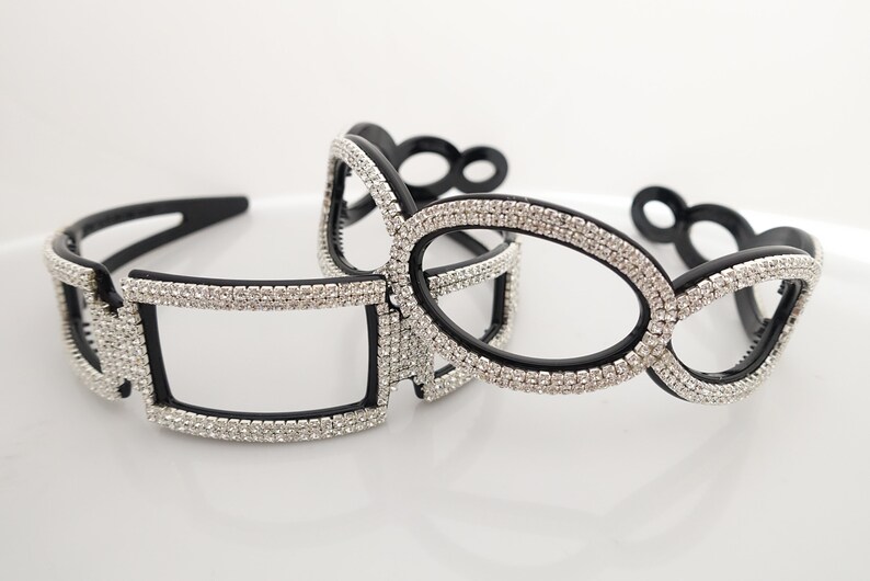 Rhinestone Decorated Headband Geometric Frame Jeweled Hairband Hair ...