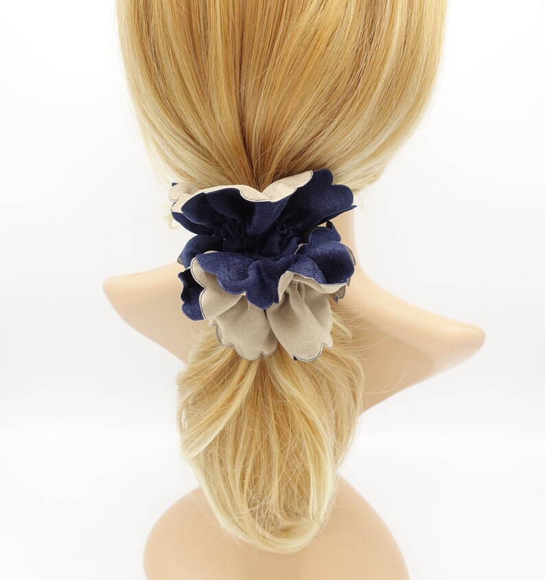 Two Tone Scrunchies Micro Fiber Floral Petal Scrunchie Hair - Etsy