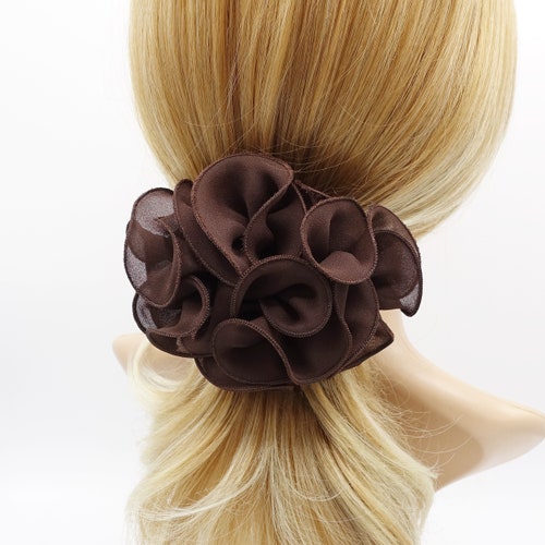 Chiffon Ruffle Flower Hair Claw Golden Edge Trim Hair Jaw Claw - Etsy