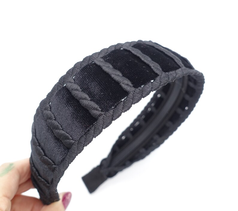 Velvet Headband Rectangle Frame Embellished Hairband Unique Fall Winter ...
