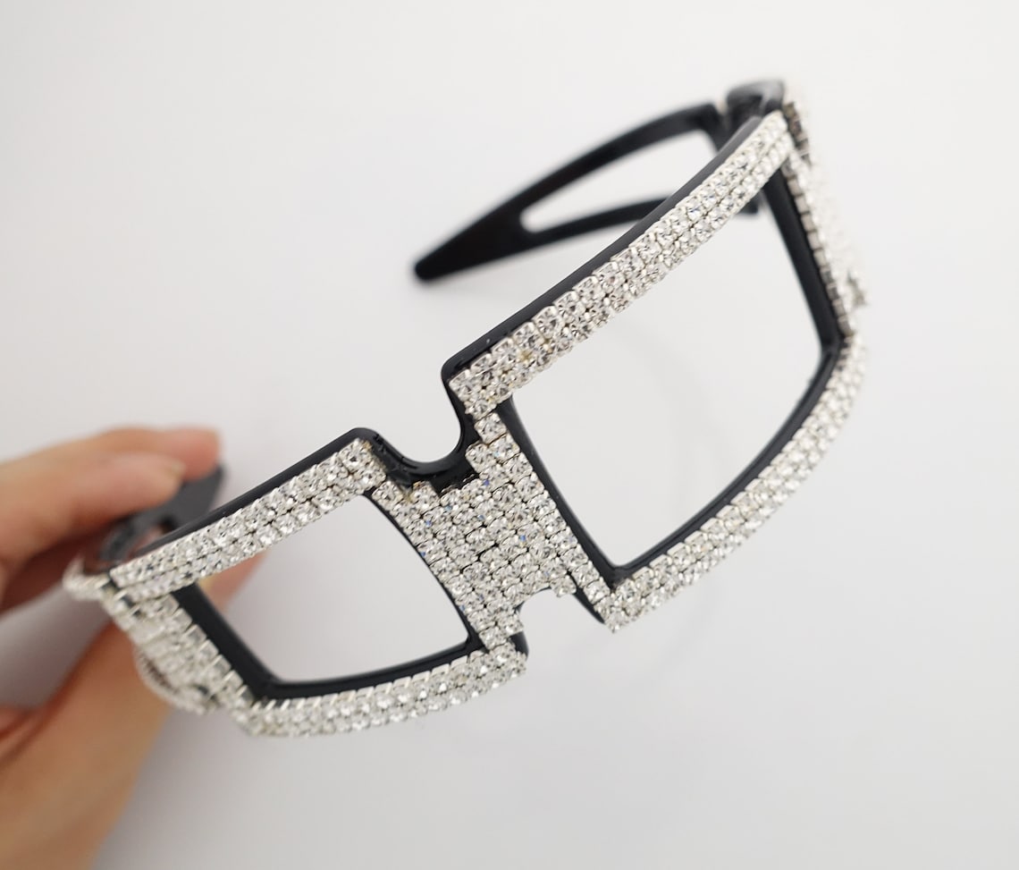 Rhinestone Decorated Headband Geometric Frame Jeweled Hairband Hair ...