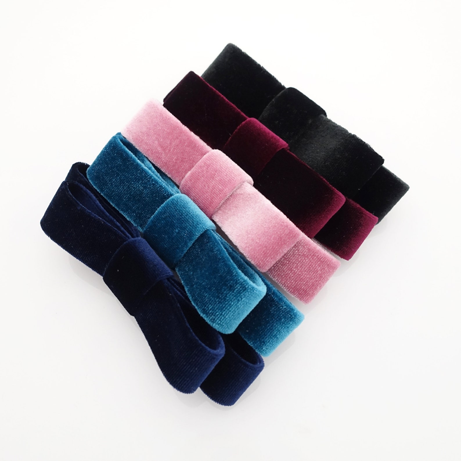 Narrow Flat Velvet Bow French Bow Barrette - Etsy