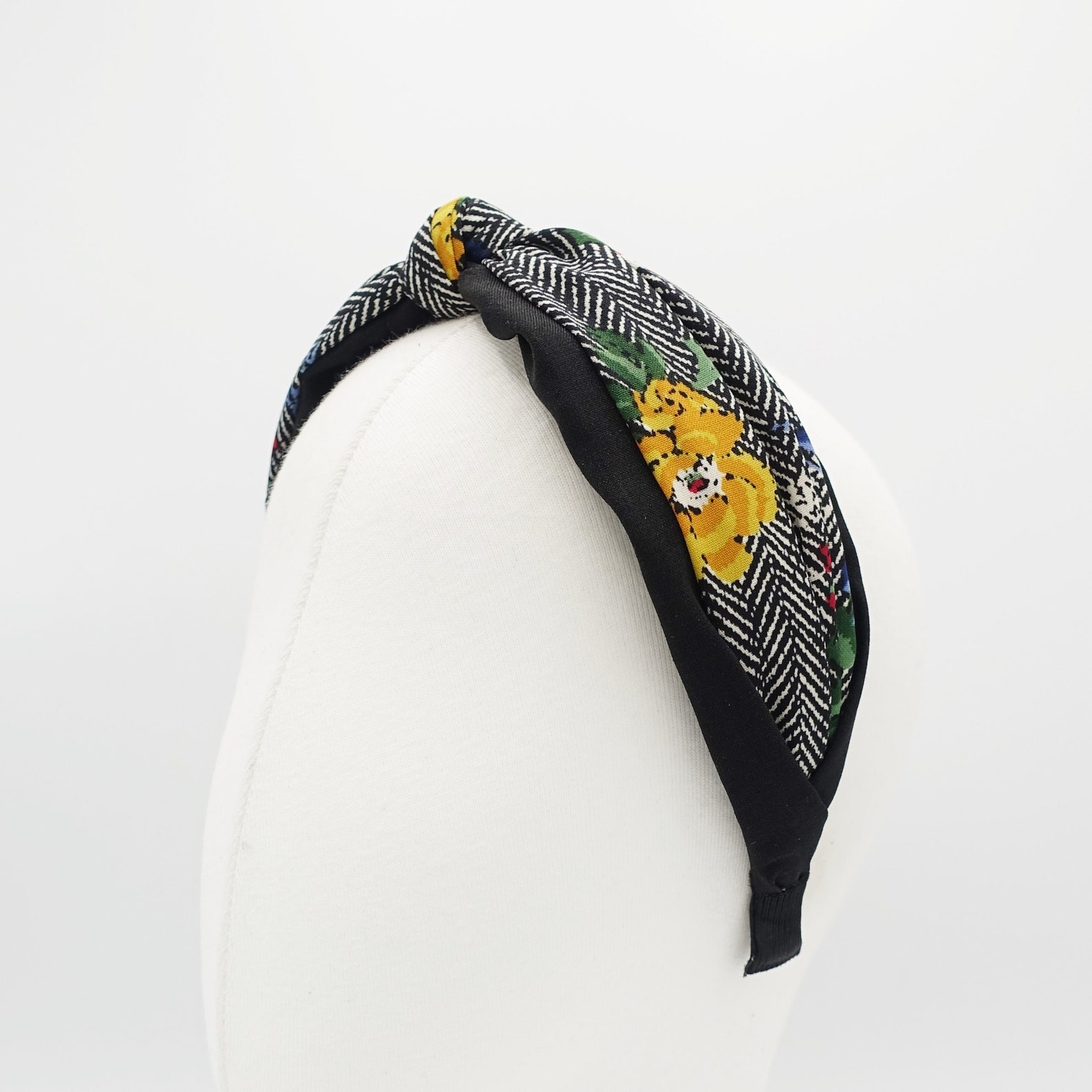Herringbone Flower Headband Layered Knot Hairband Woman Hair Accessory ...