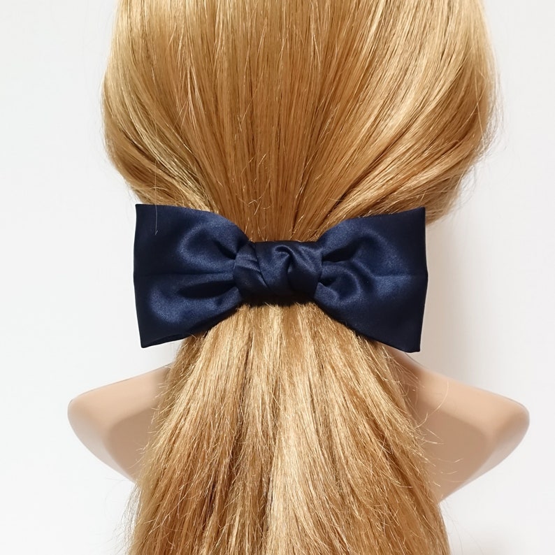 Basic Satin Hair Bow Medium Size Bow French Hair Barrette Etsy