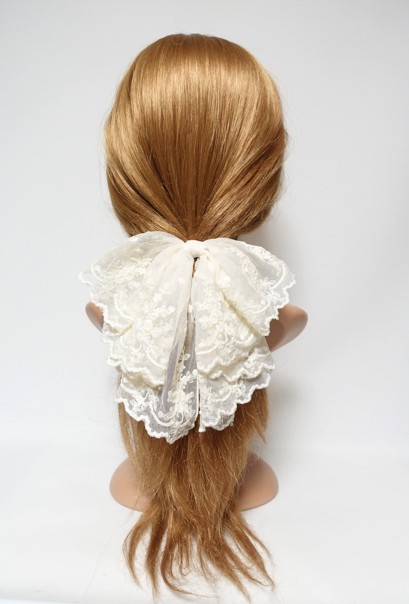 Floral Lace Drape Bow Translucent Mesh Bow Hair Accessory for Woman - Etsy