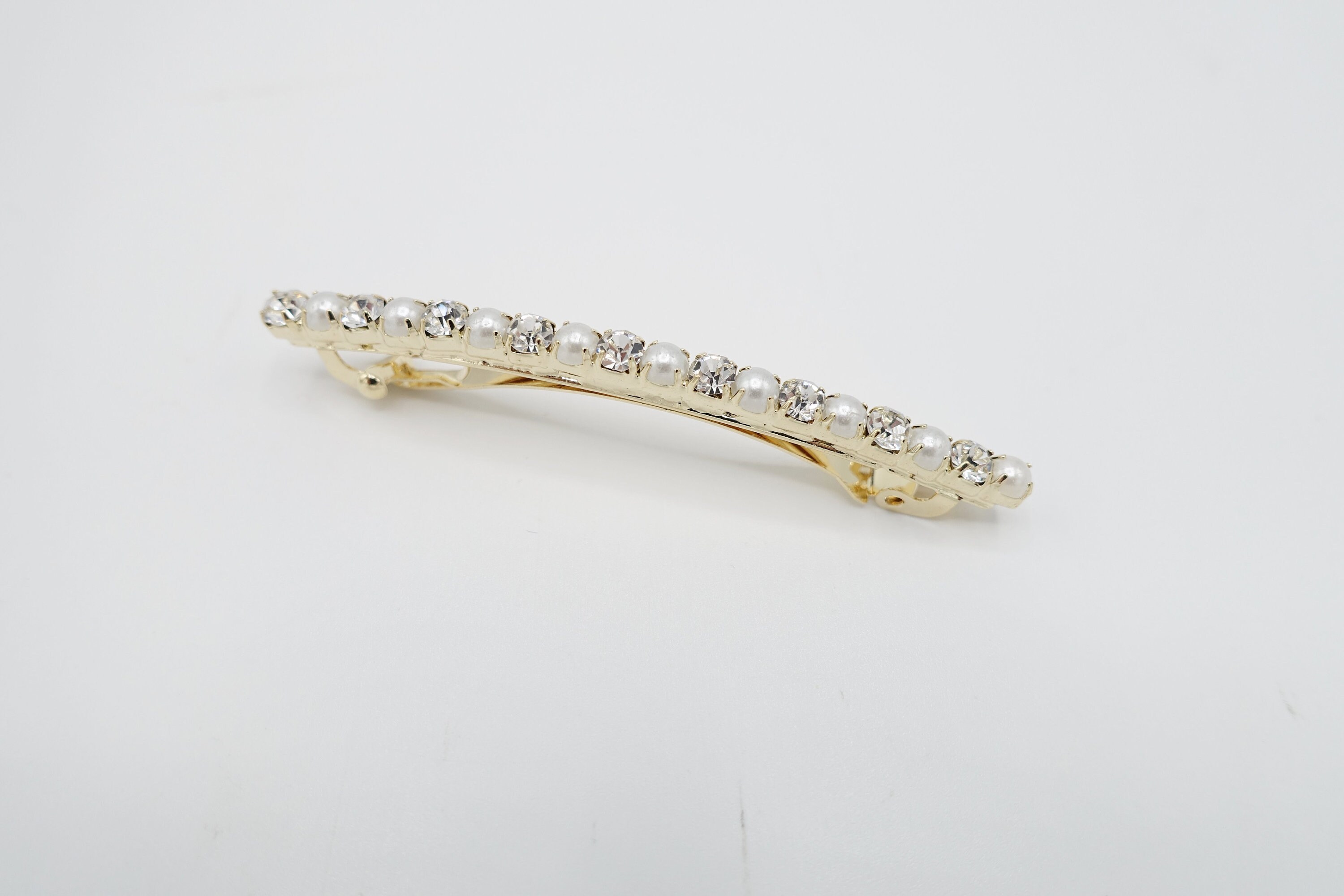 Rhinestone pearl thin french hair barrette women hair | Etsy