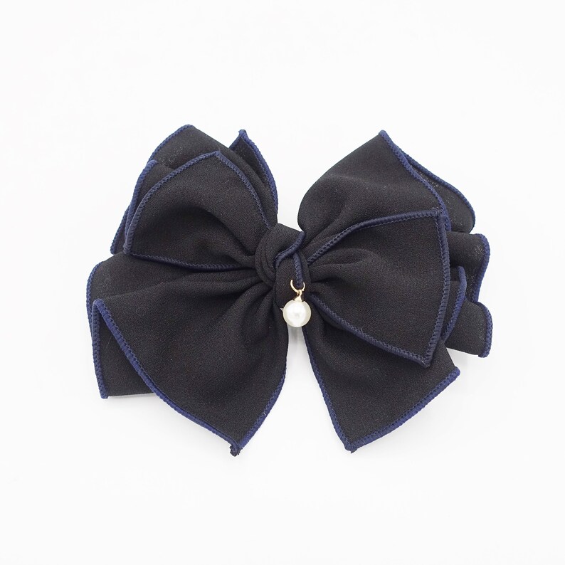 Double Colored Edge Hair Bow Pleated Women Hair Accessory - Etsy