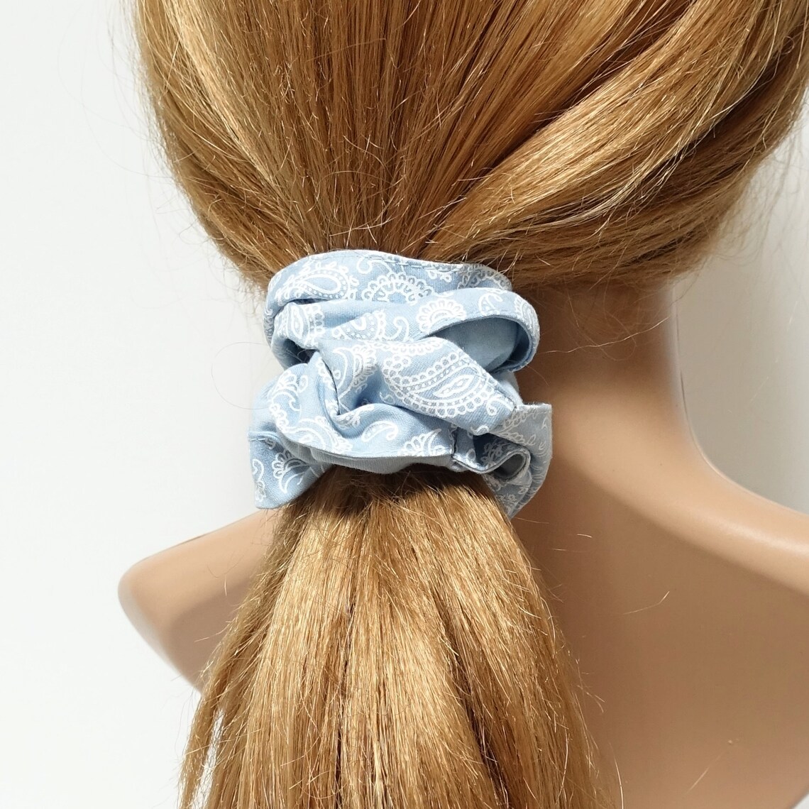Denim edge trim pattern print scrunchy cotton hair scrunchies | Etsy
