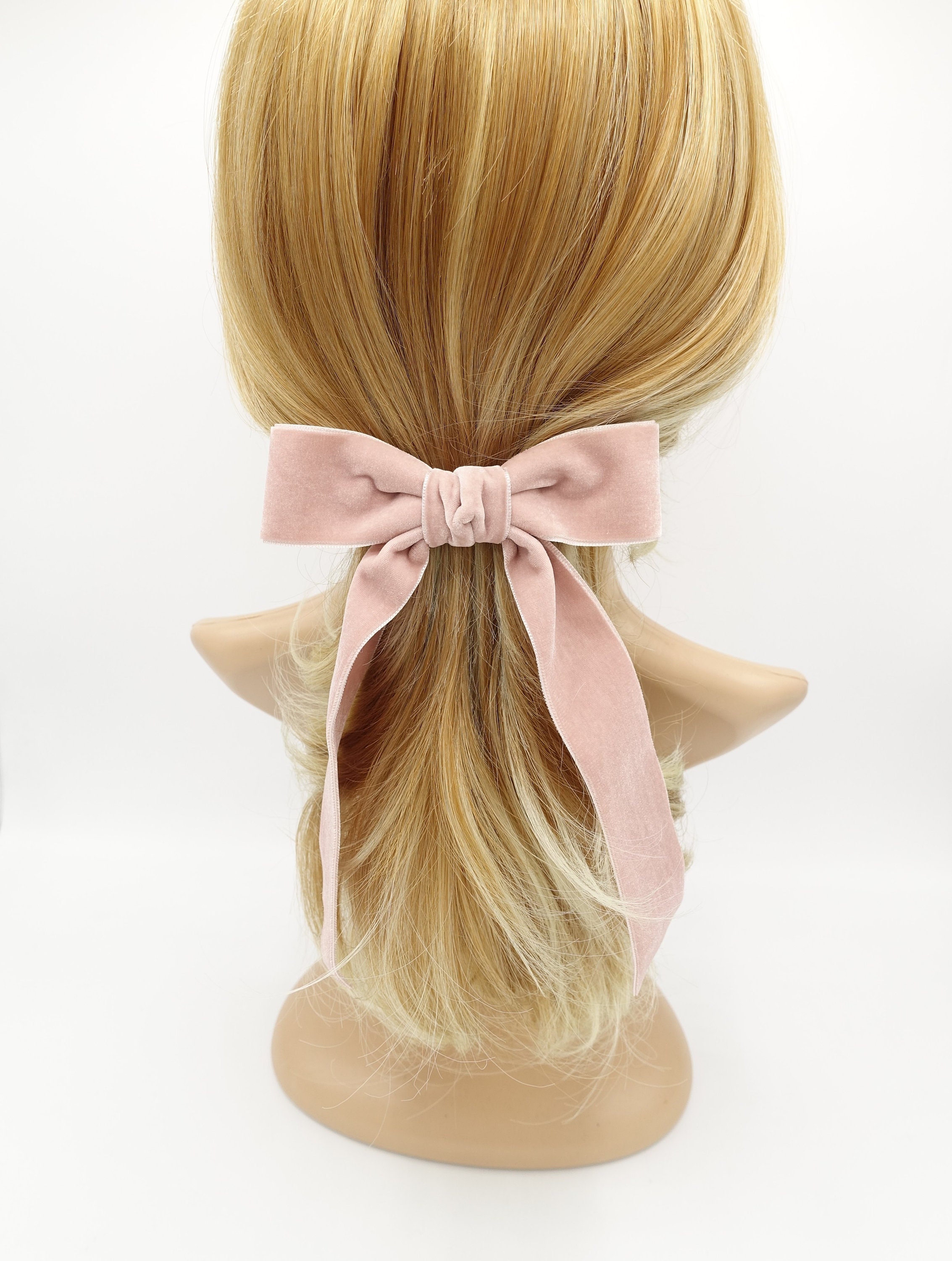 Velvet Hair Bow With Tail Double Faced Velvet Basic Women Hair - Etsy