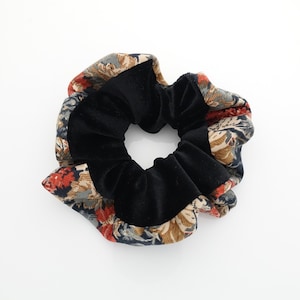 Small Flower Print Edge Velvet Scrunchies Trim Decorated Scrunchy Women ...