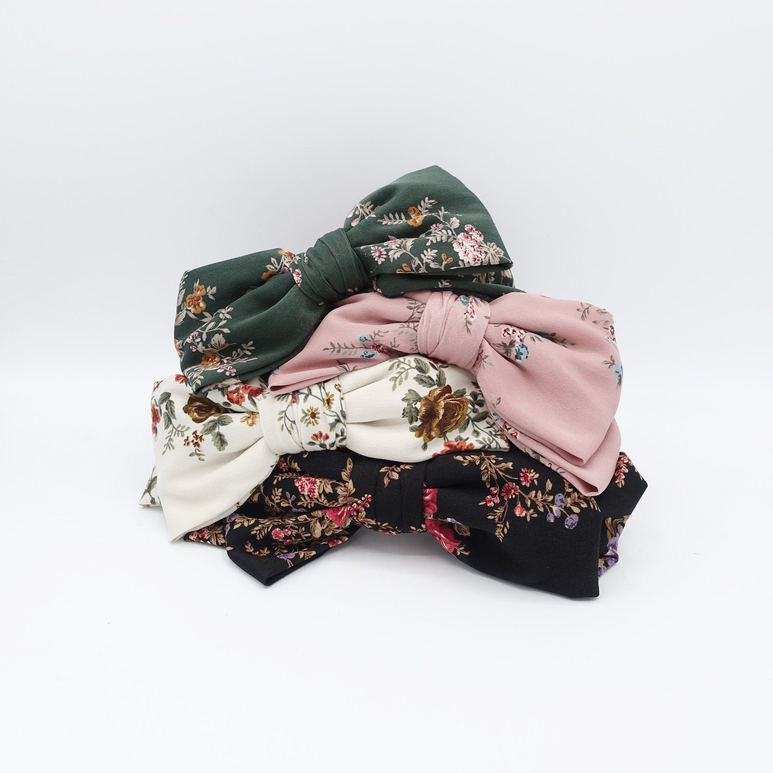 Floral Double Layered Bow Headband Big Bow Hairband Hair | Etsy